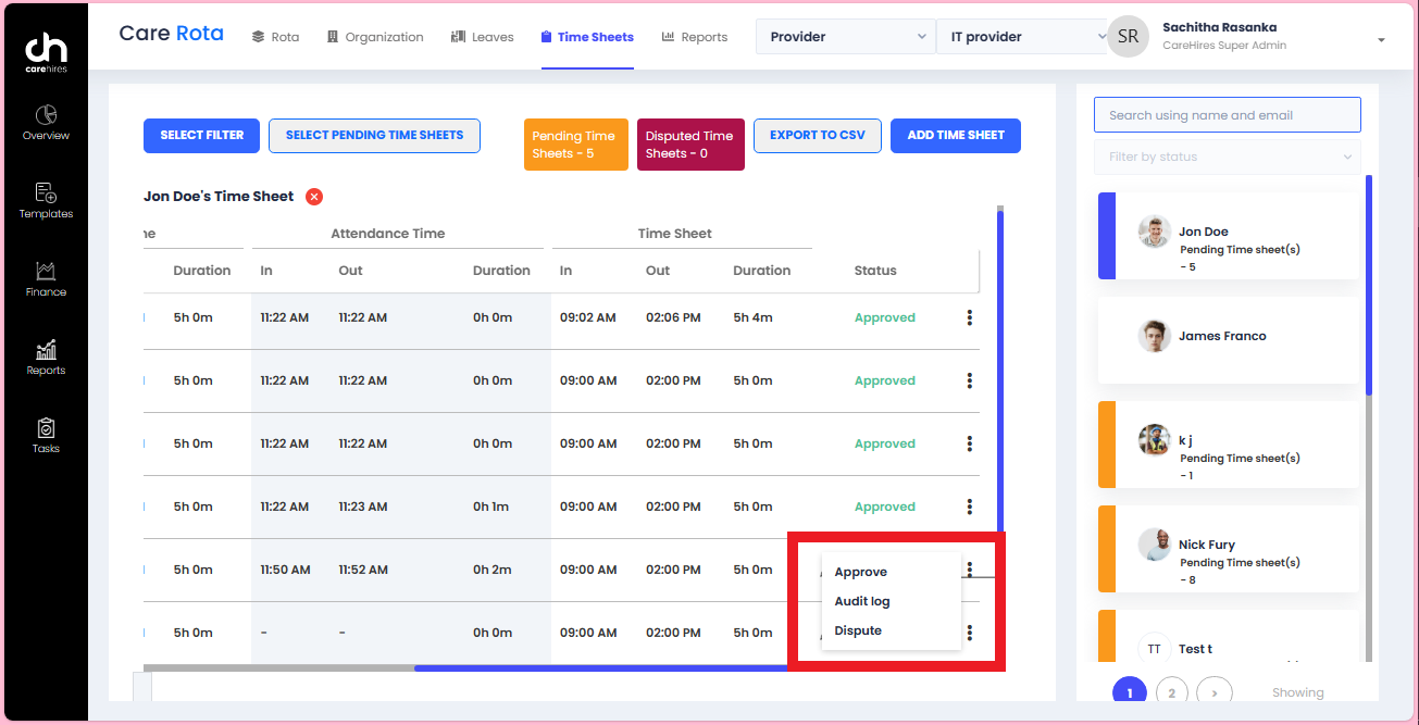 View and Approve Timesheets