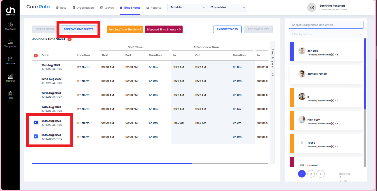 View and Approve Timesheets