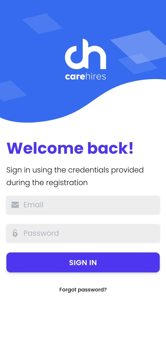 Sign in to your account with the mobile application